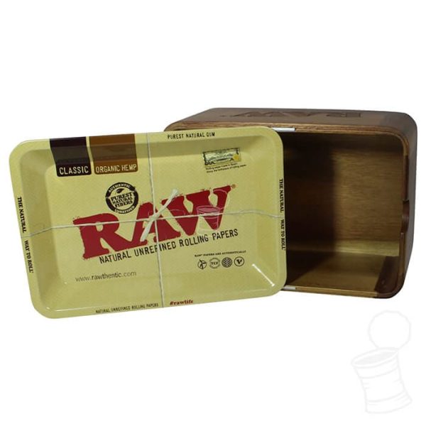 RAW WOODEN CACHE BOX COM BANDEJA - Popipe